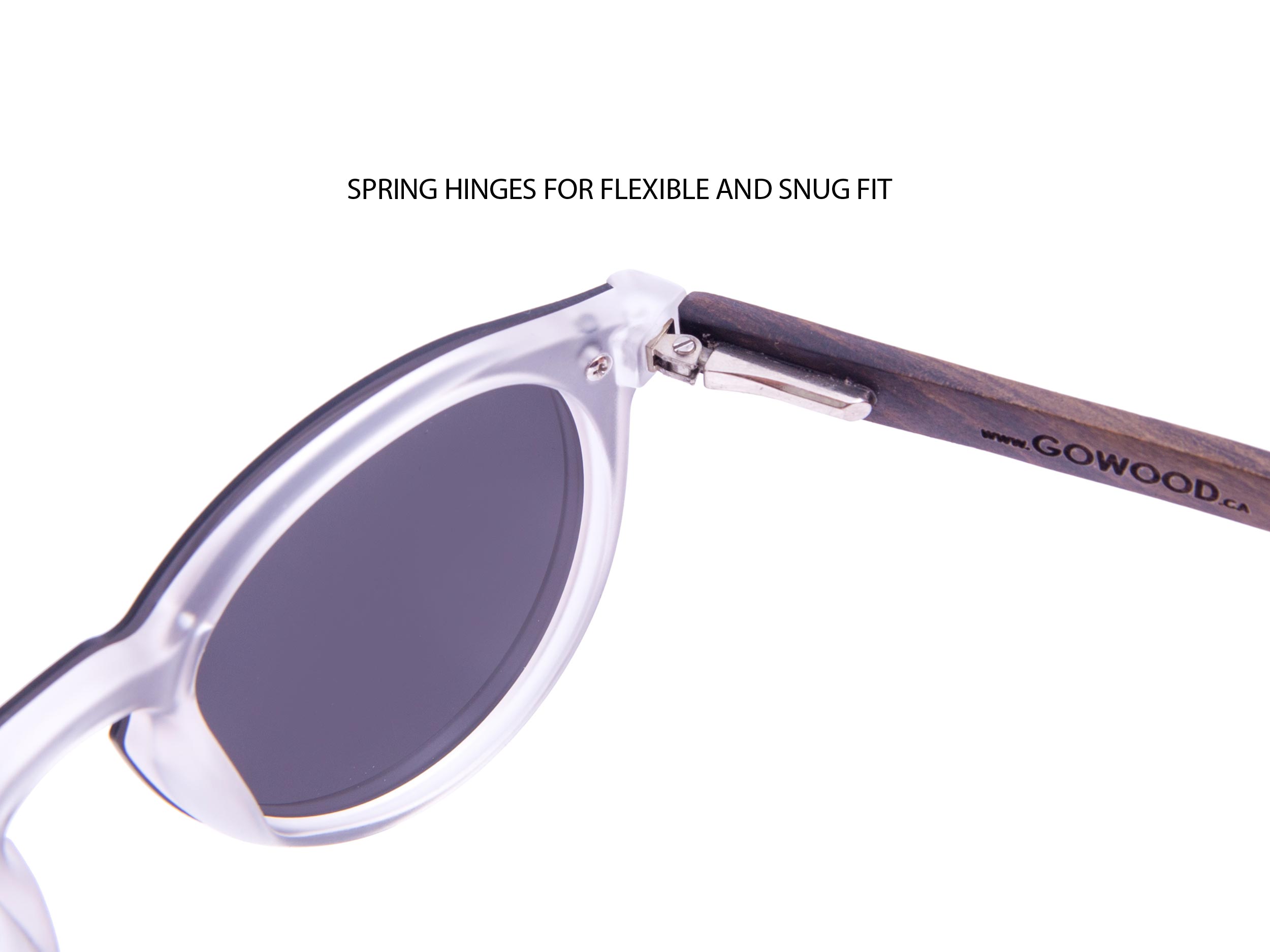 Round ebony wood sunglasses hinge - GOWOOD