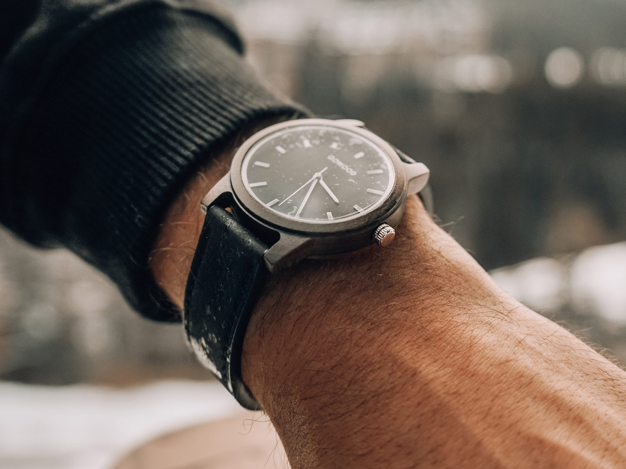 Black Sandalwood Watch with real Cork Wristband | GOWOOD