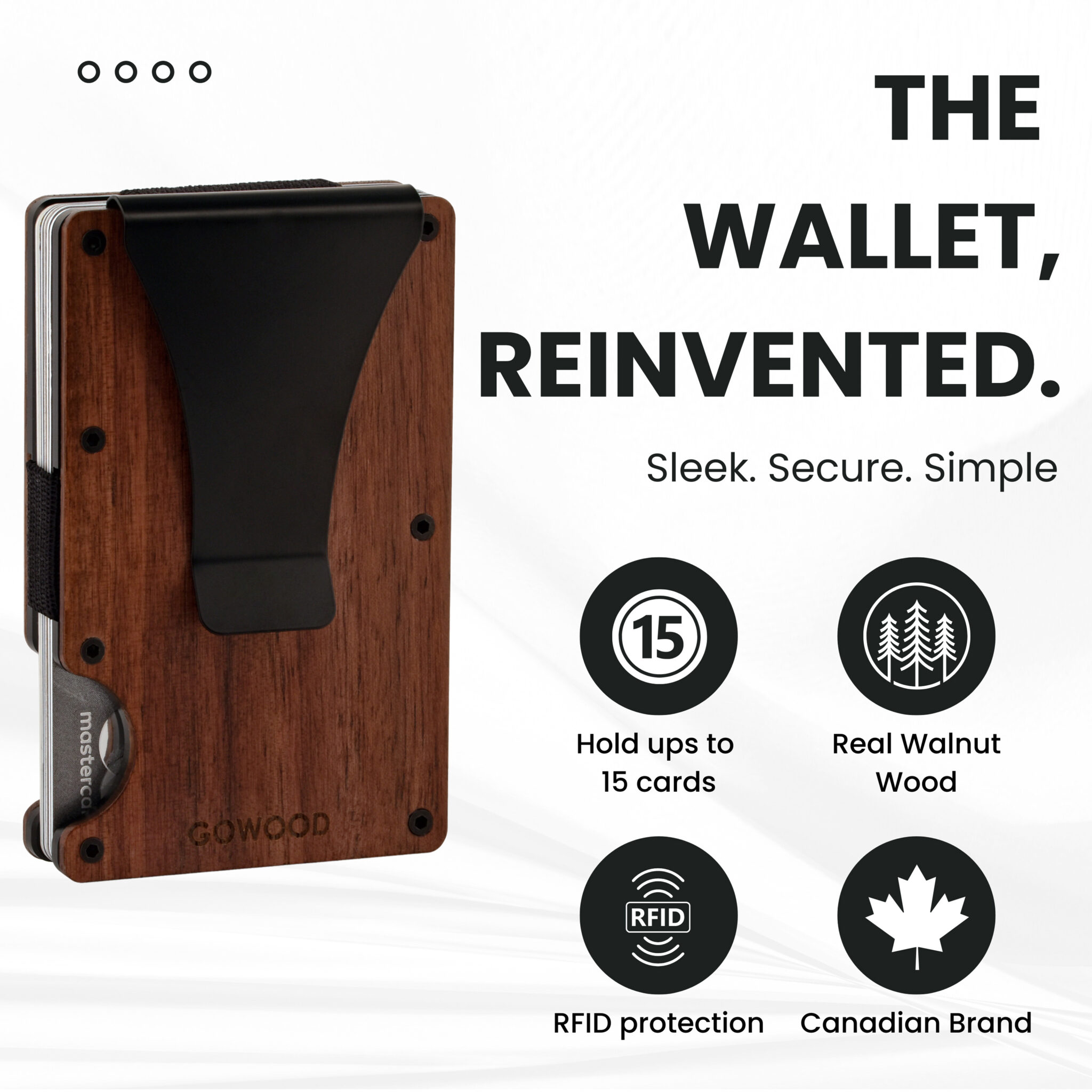 Walnut wood wallet and minimalist cardholder with RFID protection - GOWOOD
